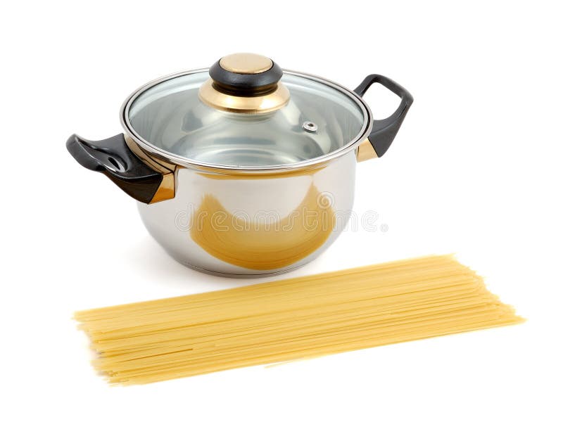 Metallic pan and spaghetti stock photo. Image of steel - 16144530