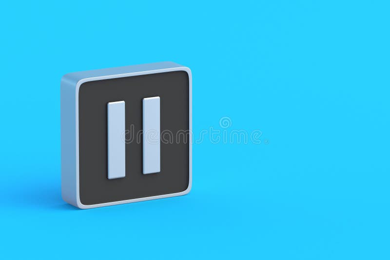 Metallic Pause Button on Blue Background. Listen To Music. Watch the ...