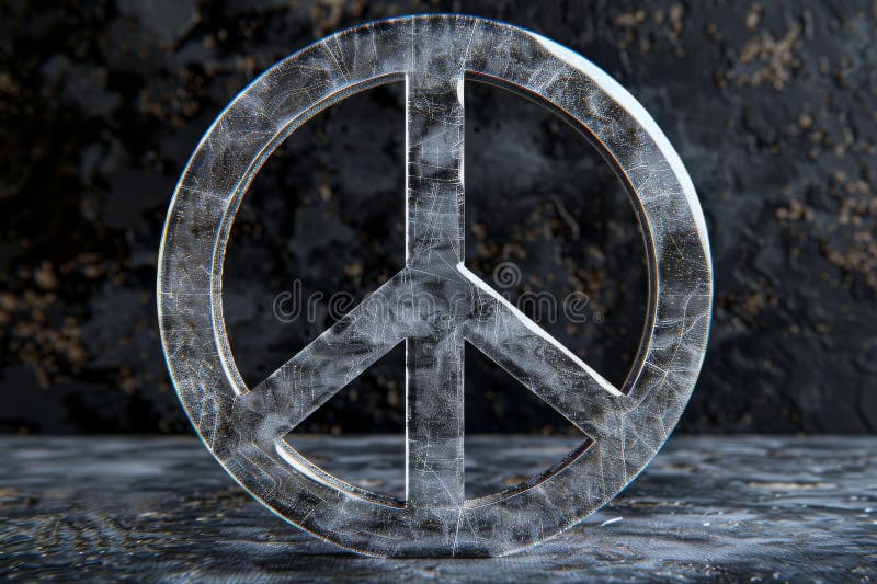 Metallic Peace Symbol on Rough Textured Background, Highlighting ...