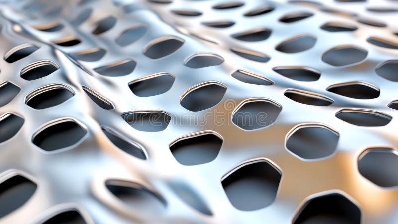 Metallic Perforated Surface Reflecting Light with Wavy Patterns Stock ...