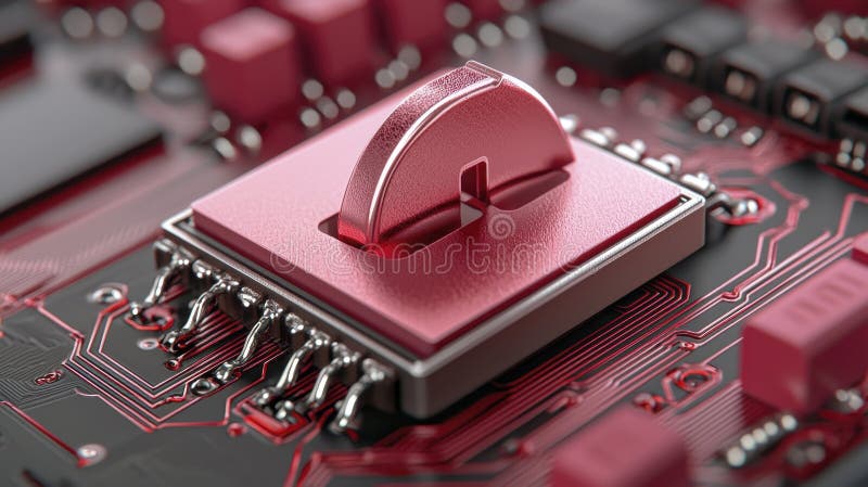 Metallic Pink Component on Red Circuit Board Stock Illustration ...