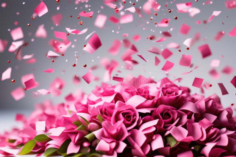 Metallic Pink Confetti Spread on a Neutral Background Stock Image ...
