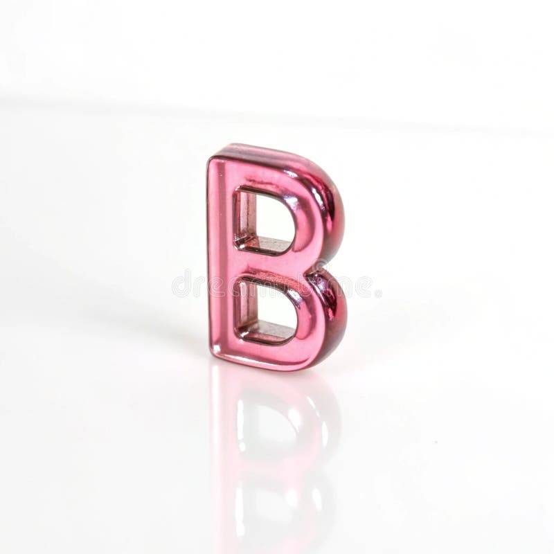 Metallic Pink Glass Letter B Isolated on White Background Stock ...