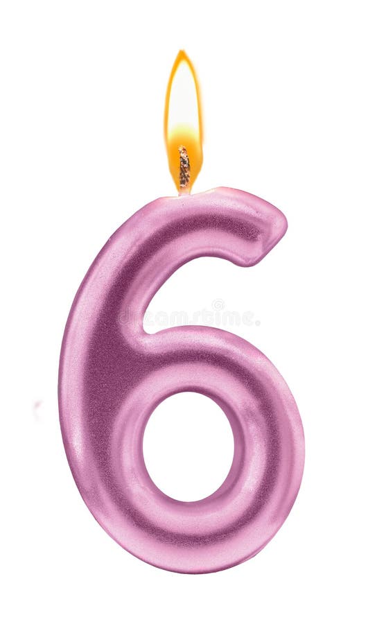 Metallic Pink Number Six Candle with Flame Stock Illustration ...