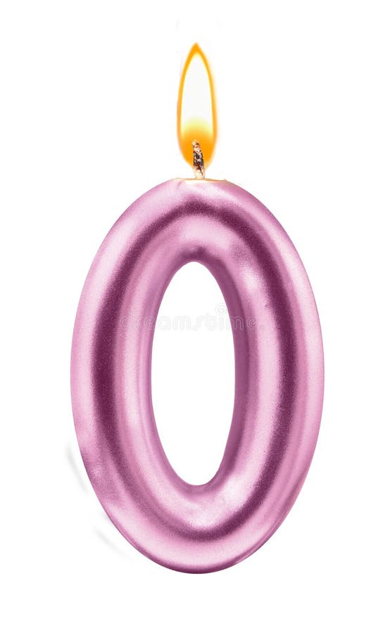 Metallic Pink Number Zero Candle with Flame Stock Illustration ...