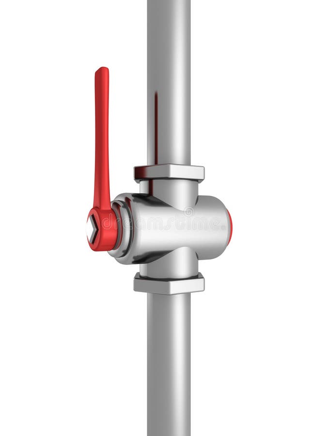 Metallic pipe with red tap stock illustration. Illustration of drain ...