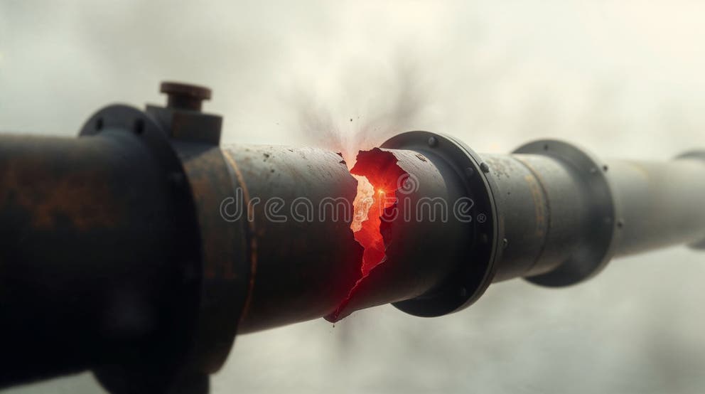 Rupture of Gas Pipe with Gas Ignition and Explosion Stock Illustration ...