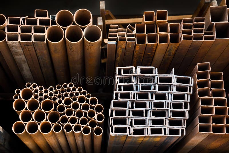 Metal Pipes and Angle Iron Stack Stock Image - Image of joist ...