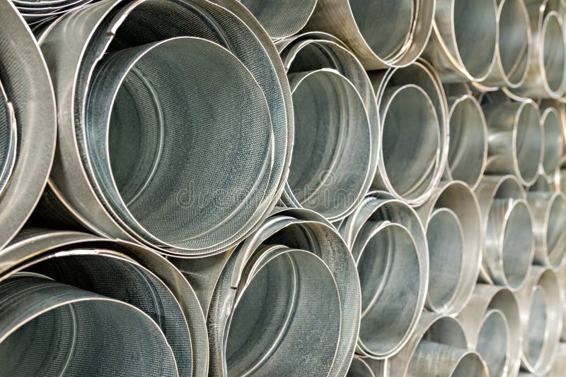 Metallic Pipes Stacked in Rows Pattern Stock Image - Image of aluminum ...