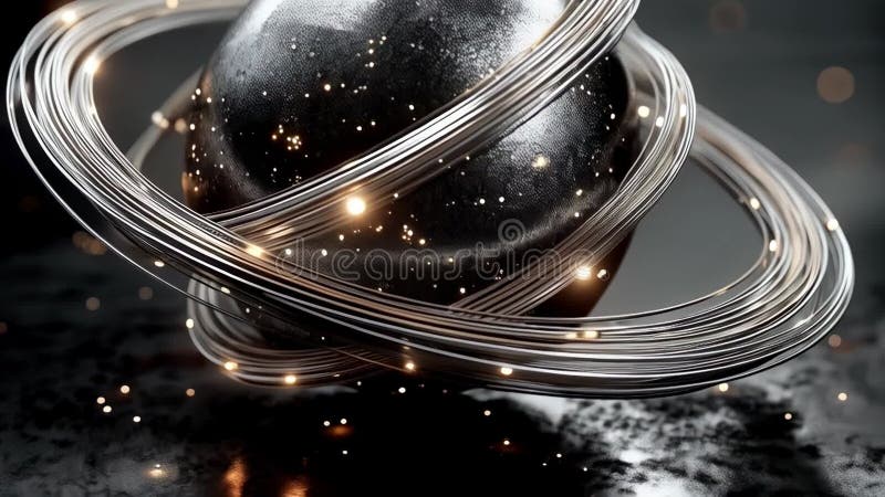 Metallic Planet with Rings in Space Stock Footage - Video of gravity ...