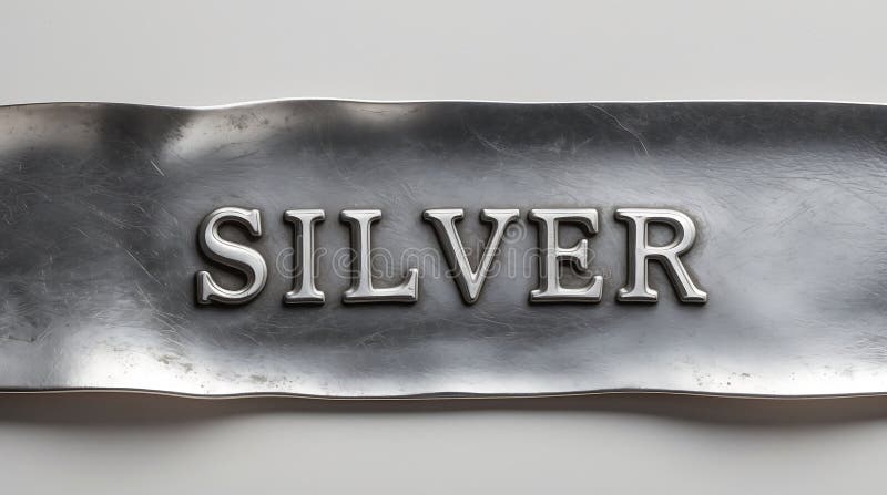 Metallic Plaque Engraved with the Word Silver Against a Simple Backdrop ...