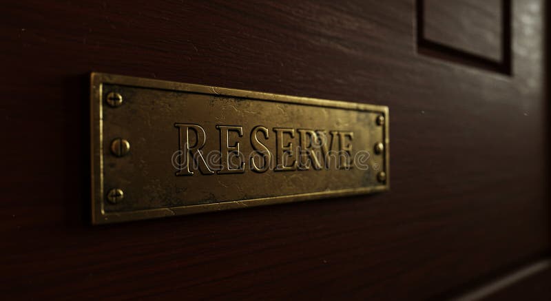 Metallic Plaque with the Word "RESERVE" Engraved on it, Mounted on a ...