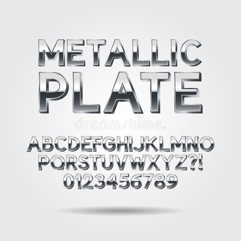 Steel Font and Numbers stock vector. Illustration of poster - 37607230