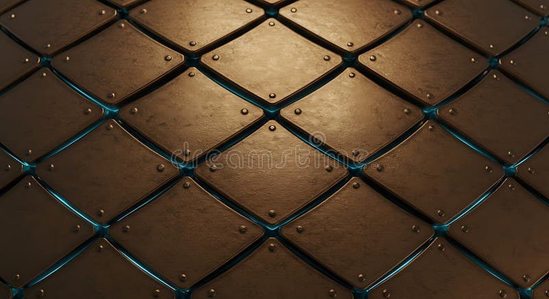 Metallic Plates Pattern with Teal Glow Abstract Metal Texture ...