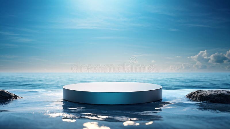 Metallic platform on water stock illustration. Illustration of nature ...
