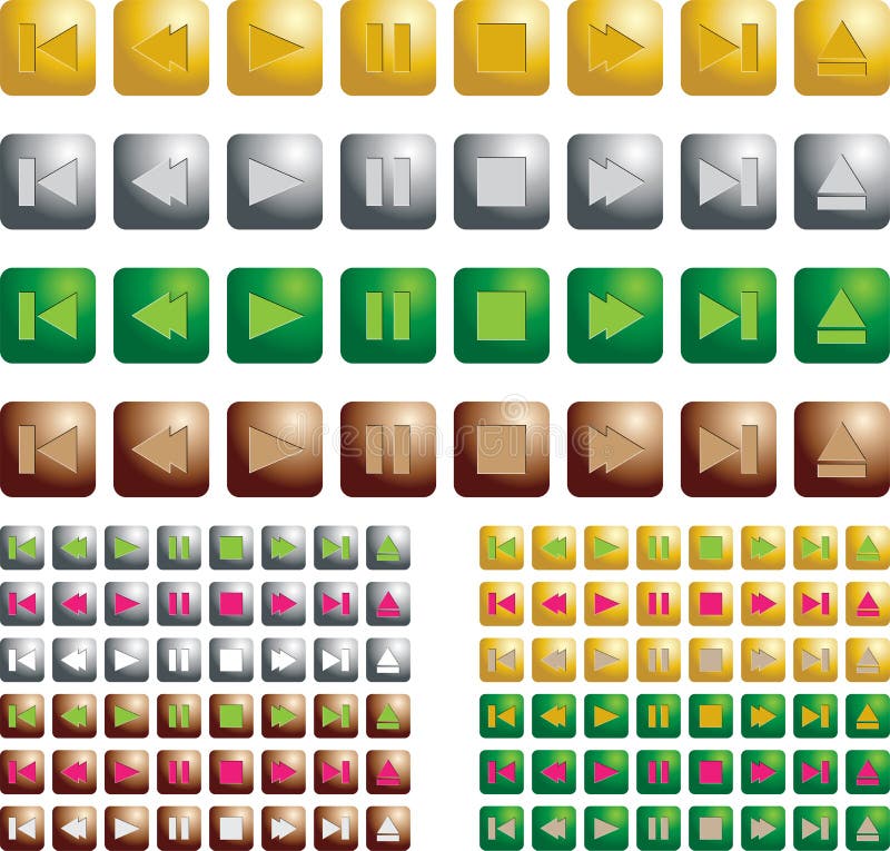 Metallic player buttons stock vector. Illustration of control - 21567257