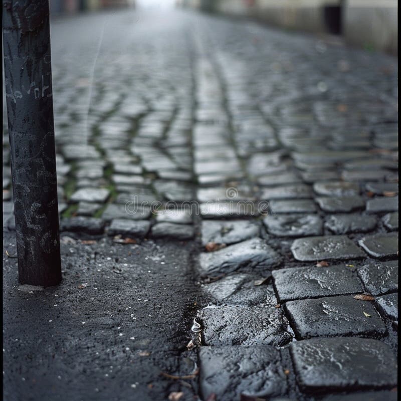 Metallic Pole Stands in a Smoothly Paved Pathway Stock Illustration ...
