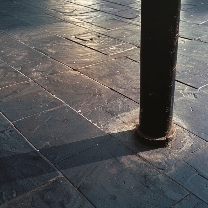 Metallic Pole Stands in a Smoothly Paved Pathway Stock Photo - Image of ...