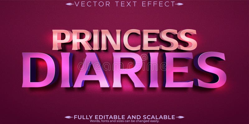 Metallic Princess Text Effect, Editable Shiny and Cute Text Style Stock ...