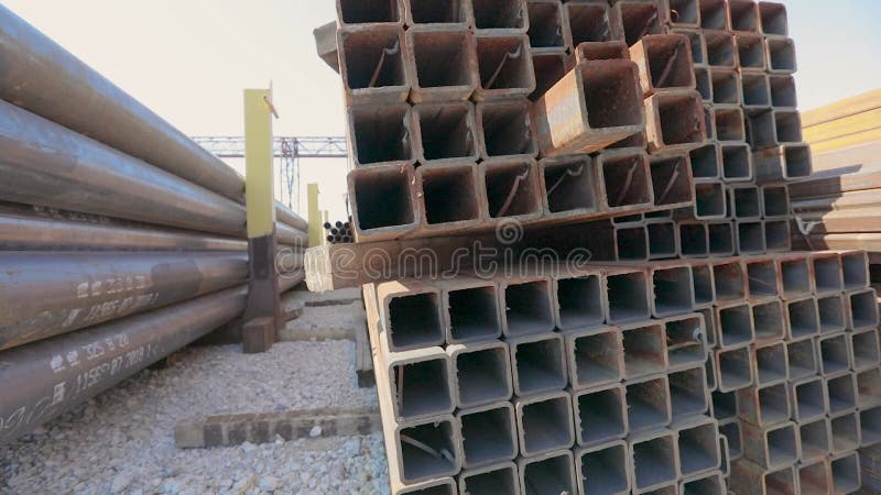 The Metallic Profile Laid in Rows in the Open Metal Warehouse, the ...