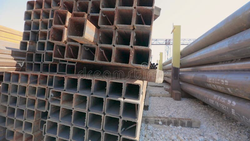 The Metallic Profile Laid in Rows in the Open Metal Warehouse, the ...