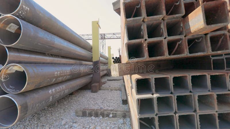 The Metallic Profile Laid in Rows in the Open Metal Warehouse, the ...