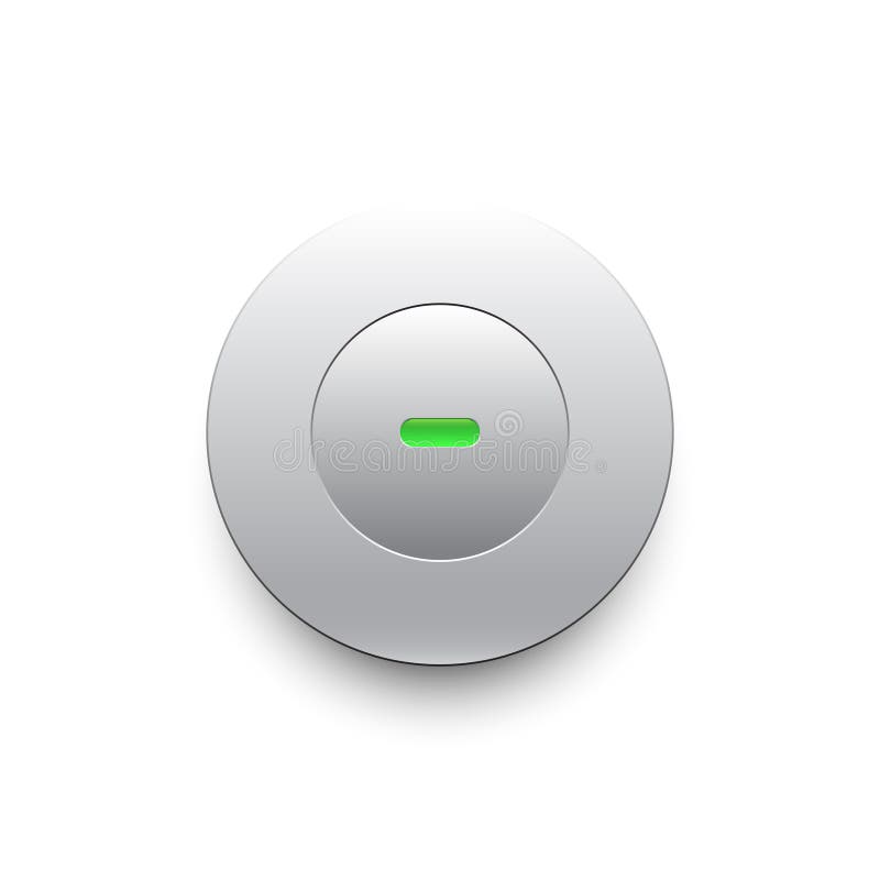 Metallic Push Button with Green Led Light on White Background Stock ...
