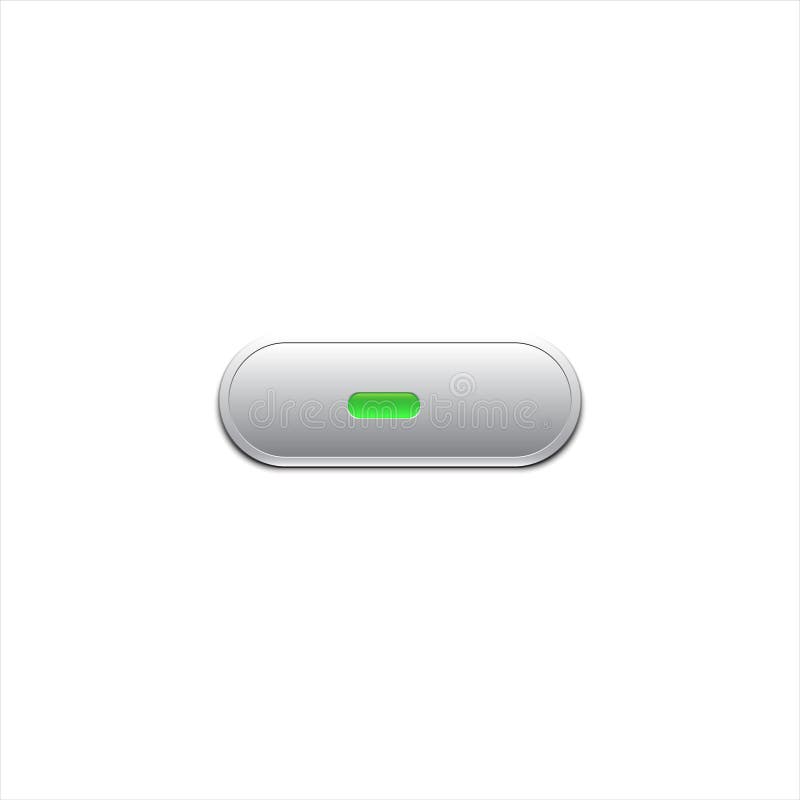 Metallic Push Button with Green Led Light on White Background Stock ...