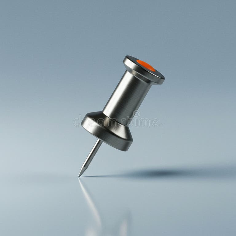 A Metallic Pushpin with a Sleek, Cylindrical Shape and a Sharp Point is ...