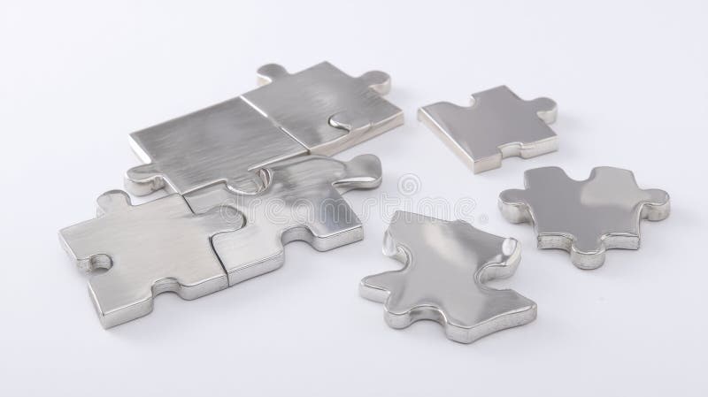 Metallic Puzzle Pieces stock illustration. Illustration of connection ...