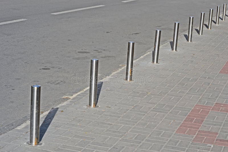 Metallic Pylon Barrier Omn the Street, Security Diversity, Stock Photo ...