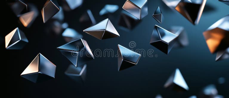 Metallic Pyramids Floating in a Dark Space Stock Illustration ...