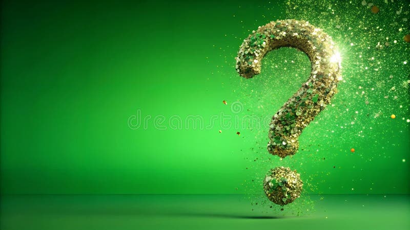 Metallic Question Mark Particle Bounce: Shimmering Green Screen Effect ...