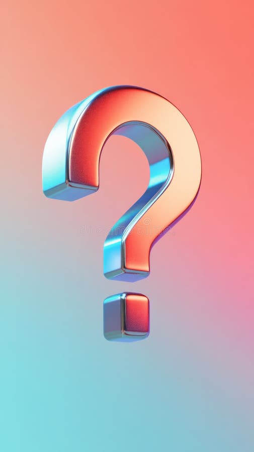 Metallic Question Mark with Vibrant Blue and Orange Gradient Background ...