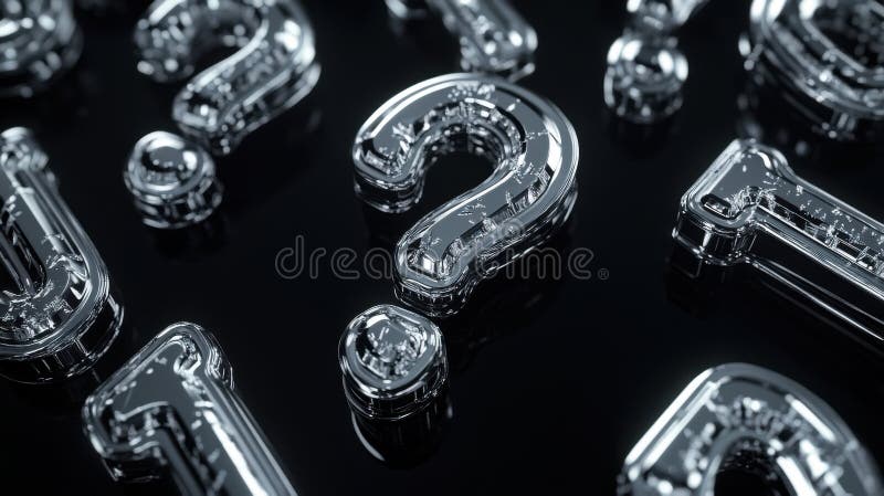 Metallic Question Marks on Black Background. AI Generated Stock ...