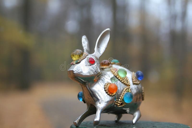Metallic rabbit statue stock image. Image of wood, japanning - 1477667