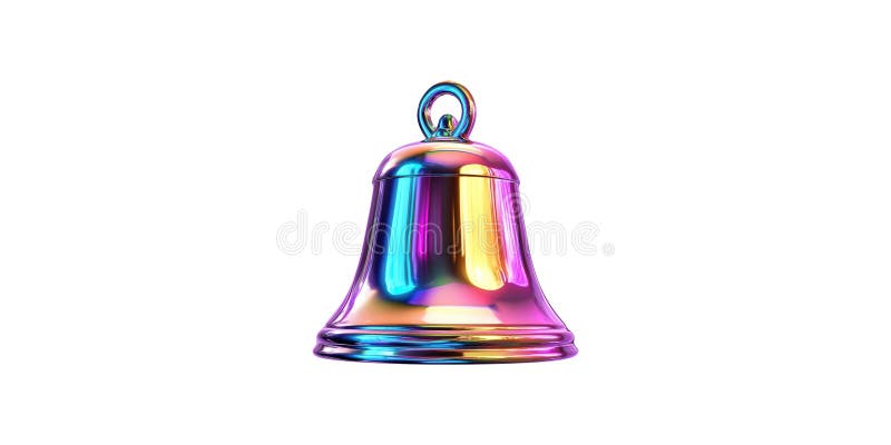 Metallic Rainbow Bell with Shiny Surface and Loop Handle Isolated on ...