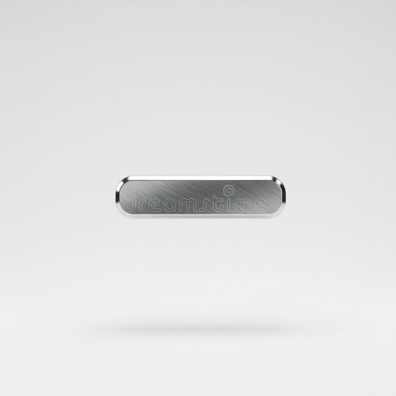 A Metallic, Rectangular Button with Rounded Edges, Suspended Against a ...