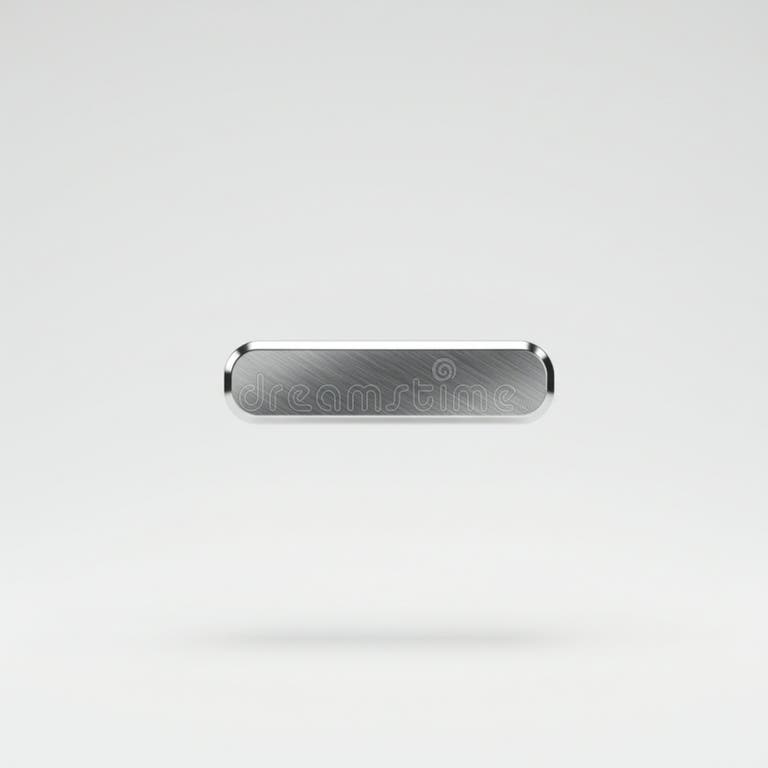 A Metallic, Rectangular Button with Rounded Edges, Suspended Against a ...