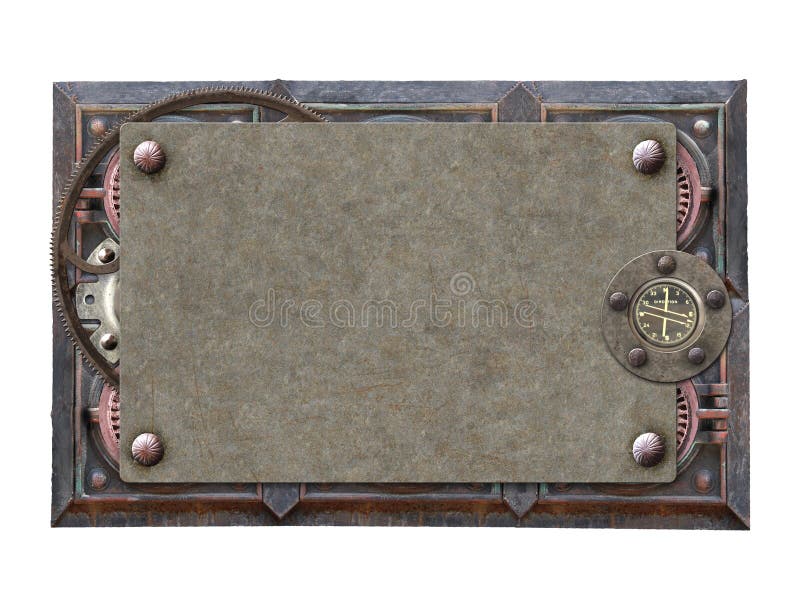 Metallic Rectangular Frame with Vintage Metal Details and Retro Rivets ...