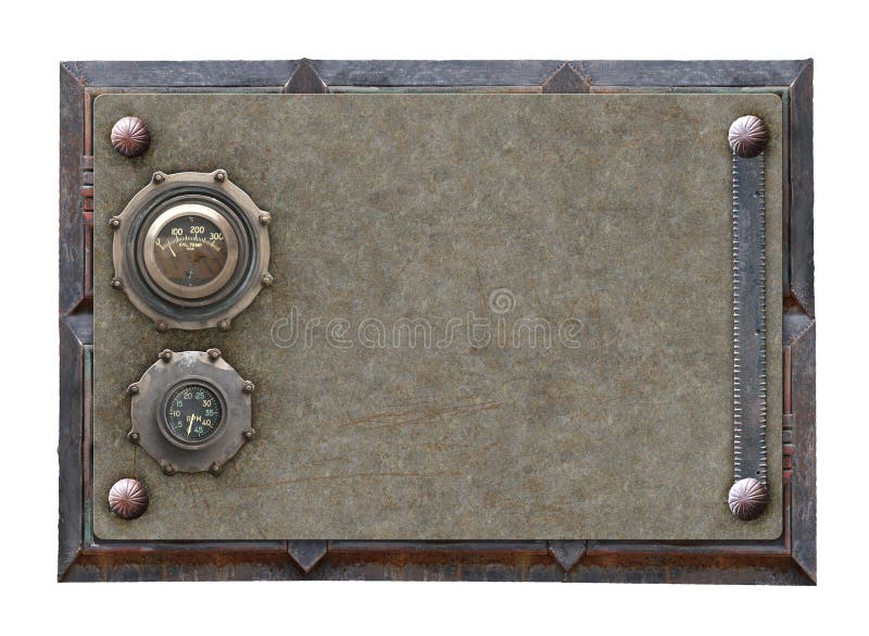 Metallic Rectangular Frame with Vintage Metal Details and Retro Rivets ...