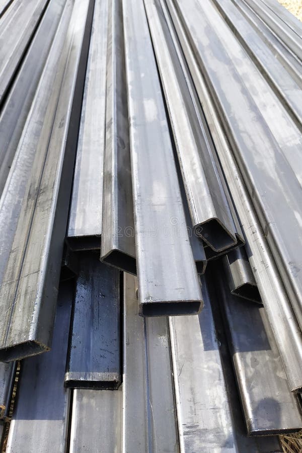 The Metallic Rectangular Profile Lies on the Construction Site Stock ...