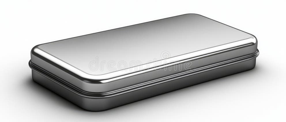 Silver Metal Box on White Background Stock Illustration - Illustration ...