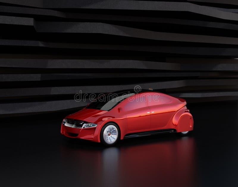 Metallic Red Autonomous Car Stock Illustration - Illustration of dark ...