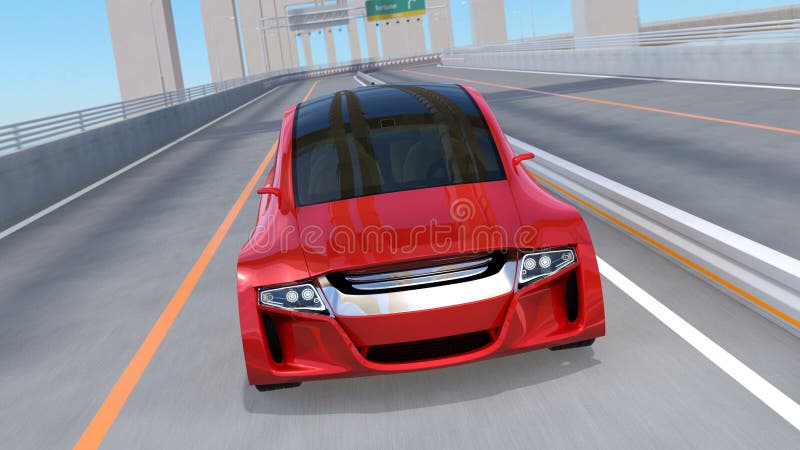 Metallic Red Autonomous Car on the Highway Stock Video - Video of ...