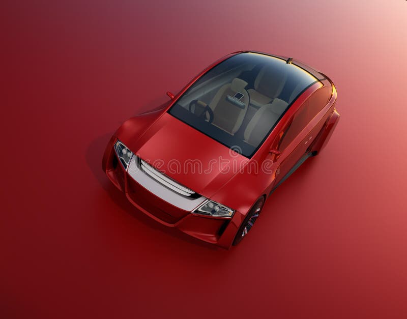 Metallic Red Autonomous Vehicle Stock Illustration - Illustration of ...