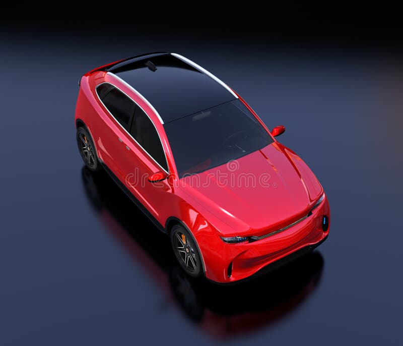Metallic Red Electric SUV Concept Car on the Ground Stock Illustration ...