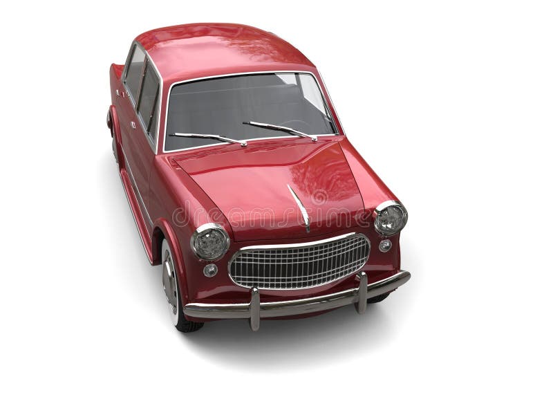 Metallic Red Small Compact Vintage Car - Top Down View Stock ...