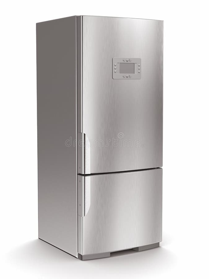 Metallic Refrigerator On White Background. Royalty Free Stock Images ...