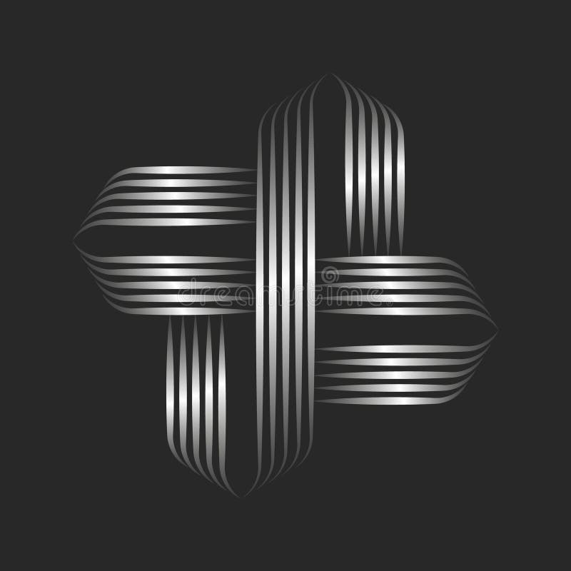Metallic Ribbon Cross Shape Logo Design with Precise Interlaced Layers ...
